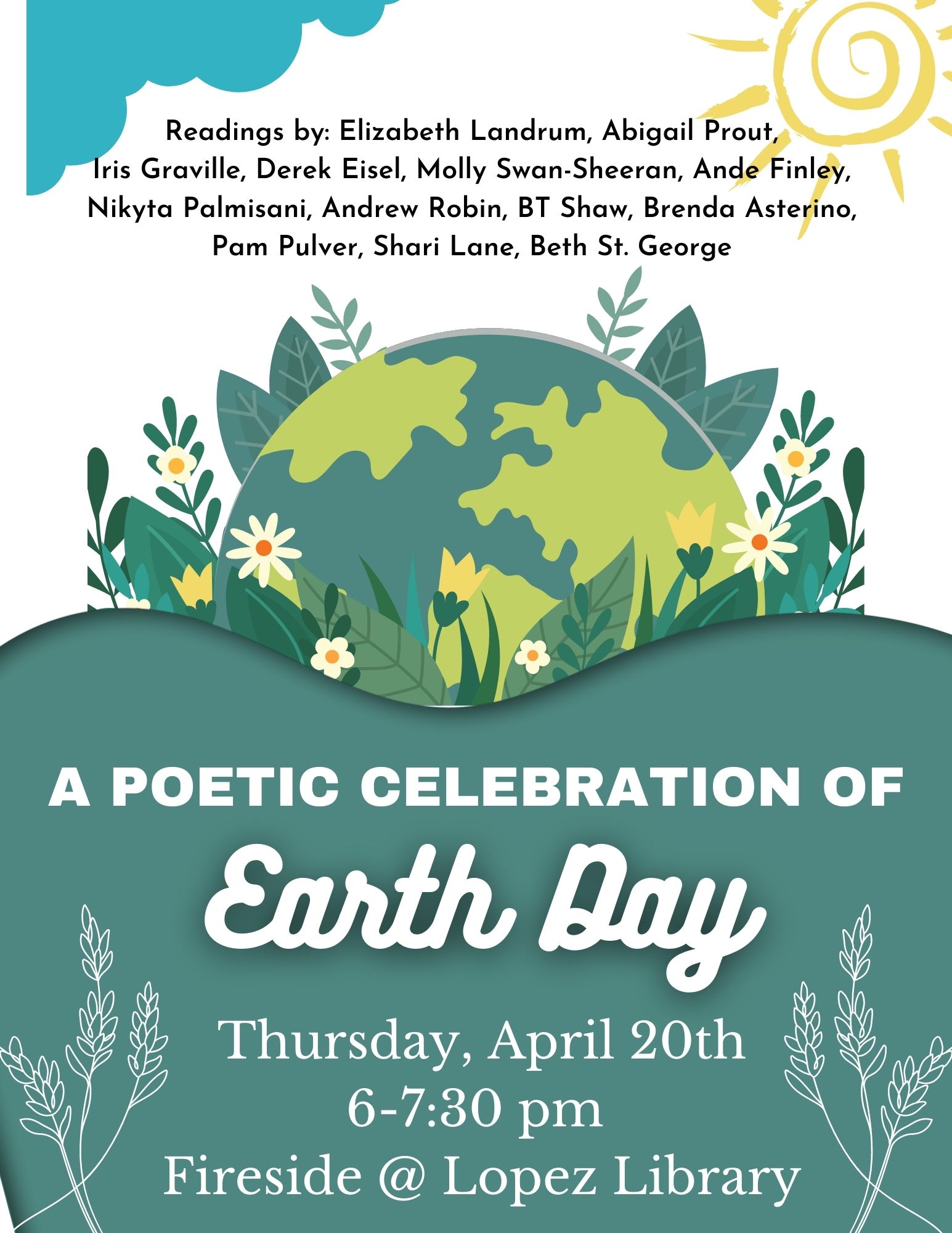 Poetic Celebration of Earth Day, April 20th, 6 pm – Lopez Island Library
