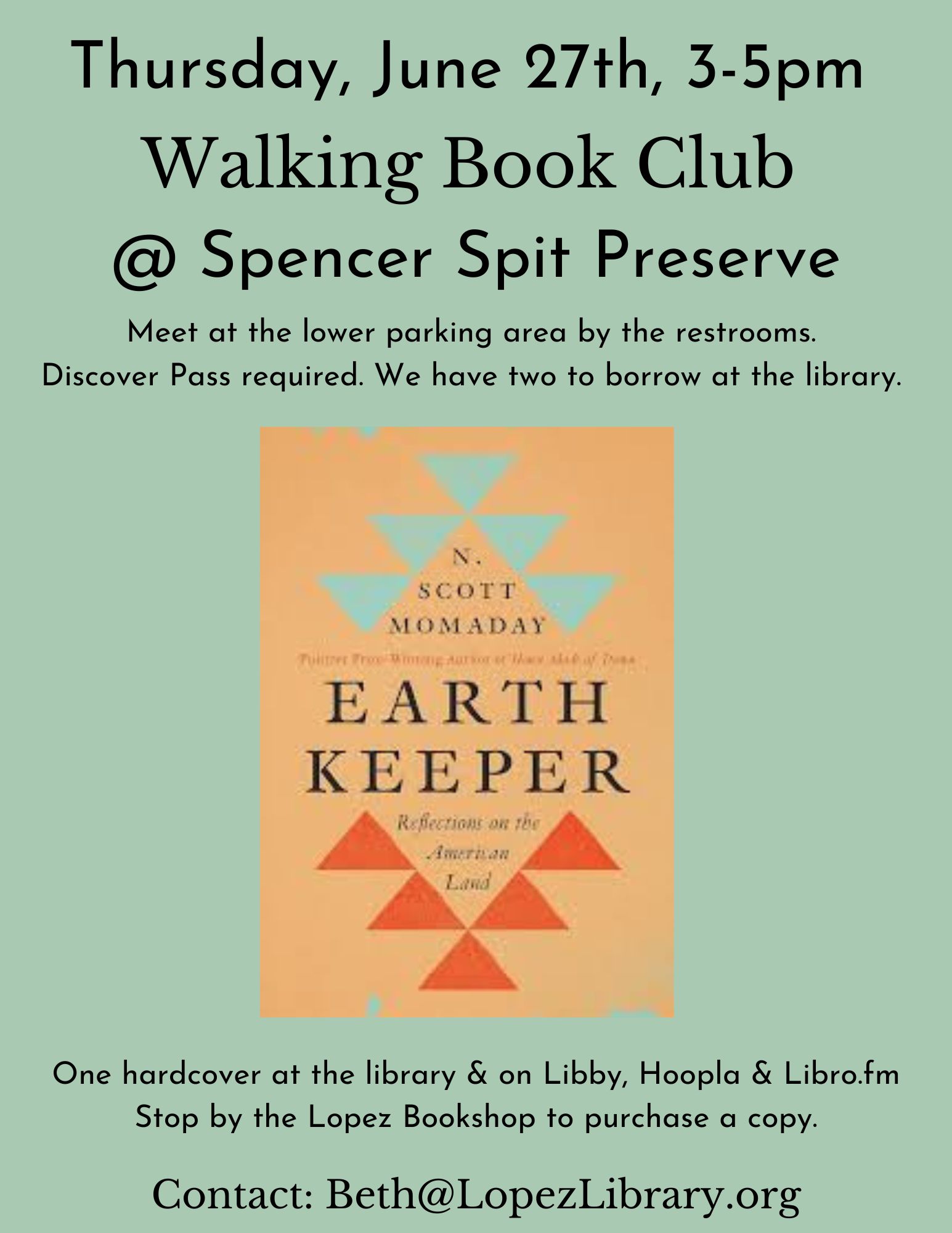 Walking Book Club – Thursday, June 27th, 3-5pm – Lopez Island Library