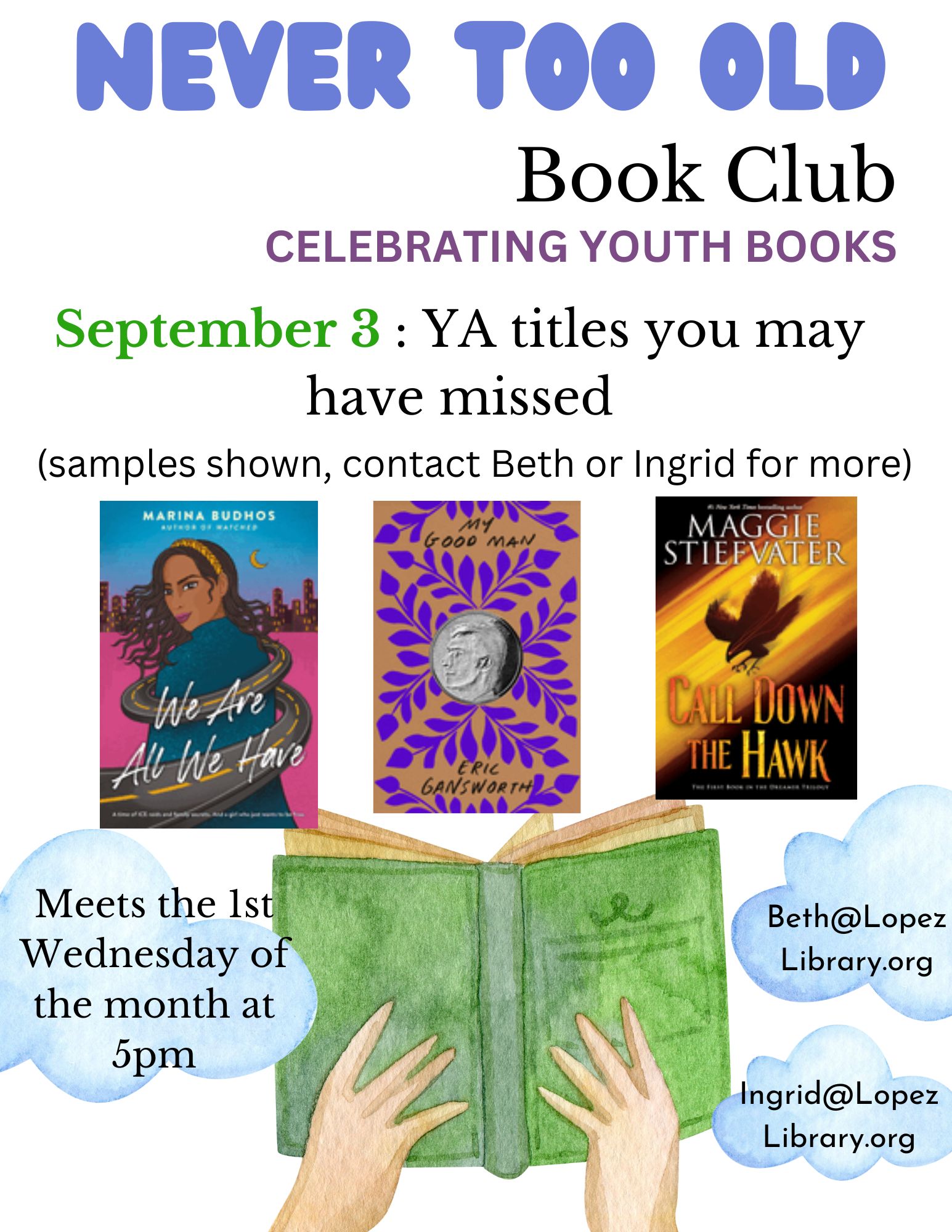 Never Too Old Book Club: Wednesday, September 3 @ 5pm – Lopez Island ...